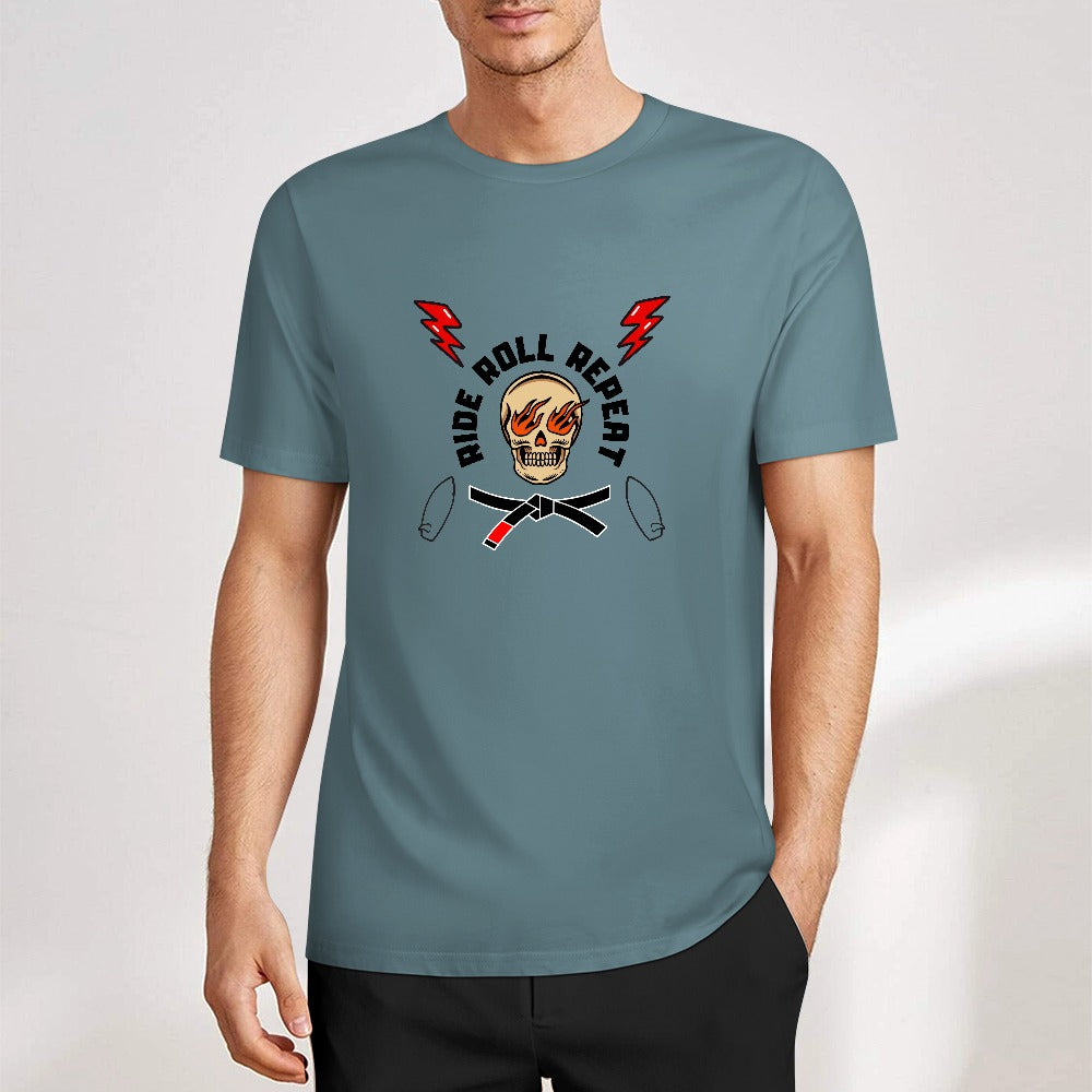 **RRR: ROLL; RIDE; REPEAT T-Shirt - Surf & BJJ Lifestyle Apparel**